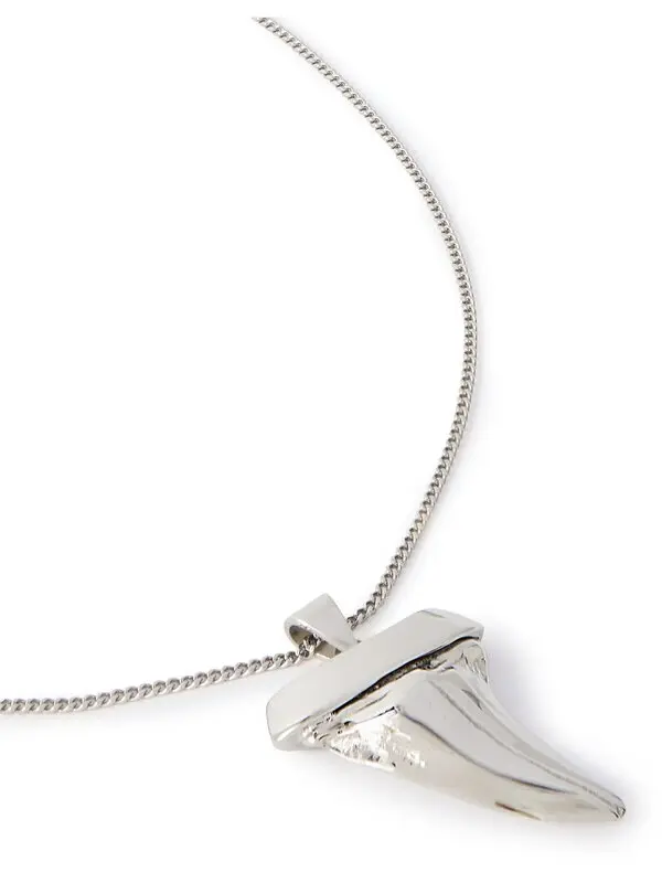 Saint Laurent Tone Pendant Necklace - Silver