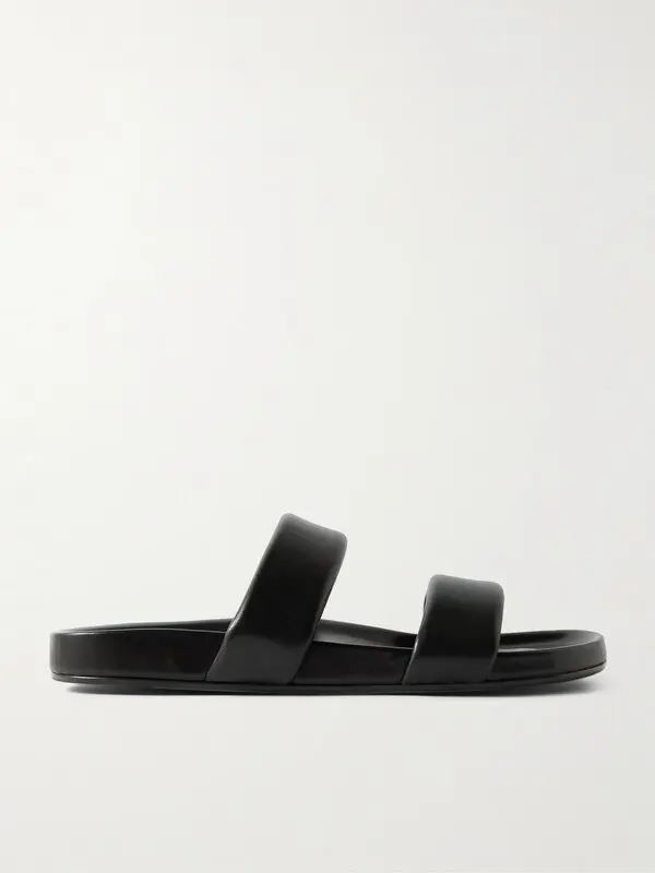 Saint Laurent Nichols Leather Slides - Black