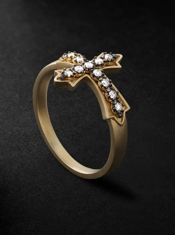 Jacquie Aiche Sophia Rhodium And Diamond Ring - Gold