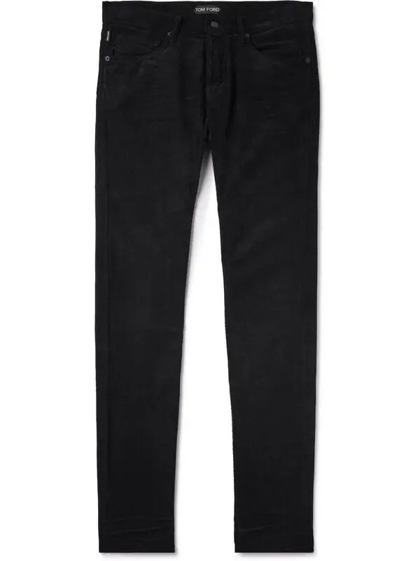 TOM FORD Slim-fit Straight-leg Cotton-blend Corduroy Trousers - Black