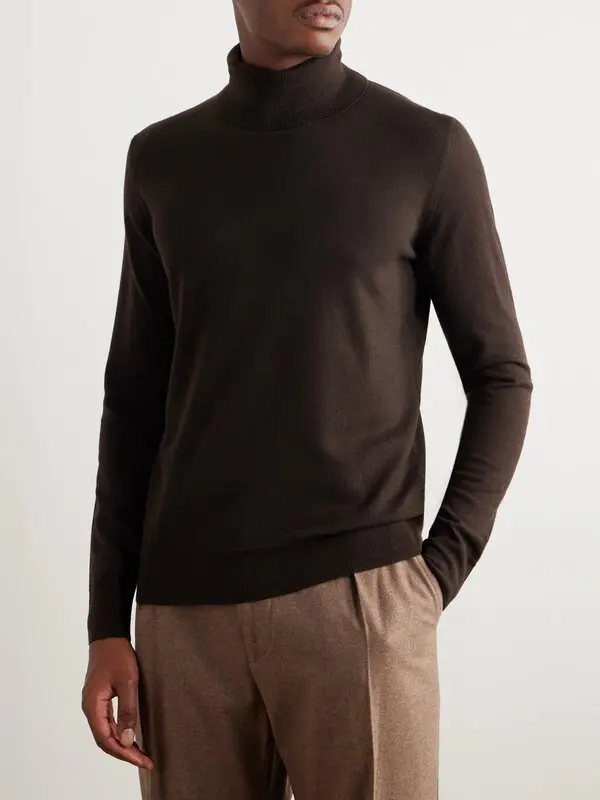 Loro Piana Slim-fit Cashmere Rollneck Sweater - Brown