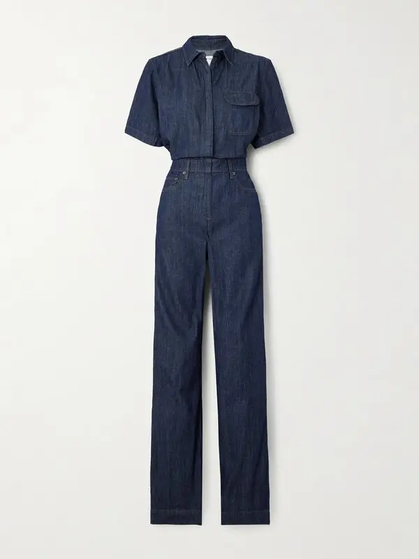 RIVET UTILITY Girlfriend Denim Jumpsuit - Blue