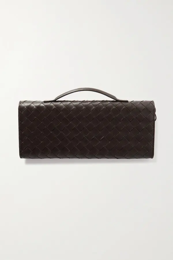 Bottega Veneta Andiamo Long Intrecciato Leather Clutch - Brown