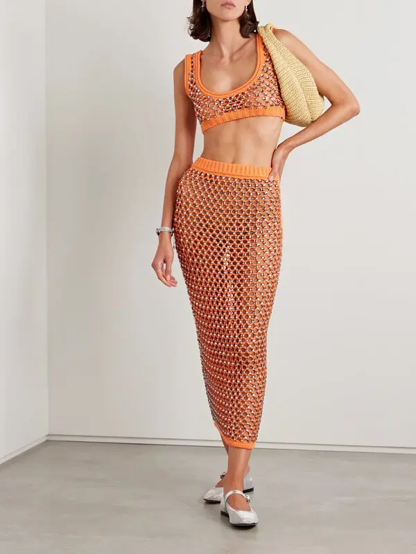DIOTIMA Spice Beaded Crocheted Maxi Skirt