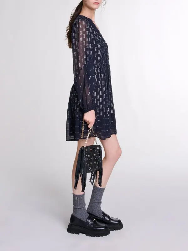 Maje Viscose Pleated Floral Dress