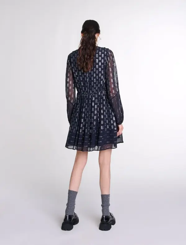 Maje Viscose Pleated Floral Dress