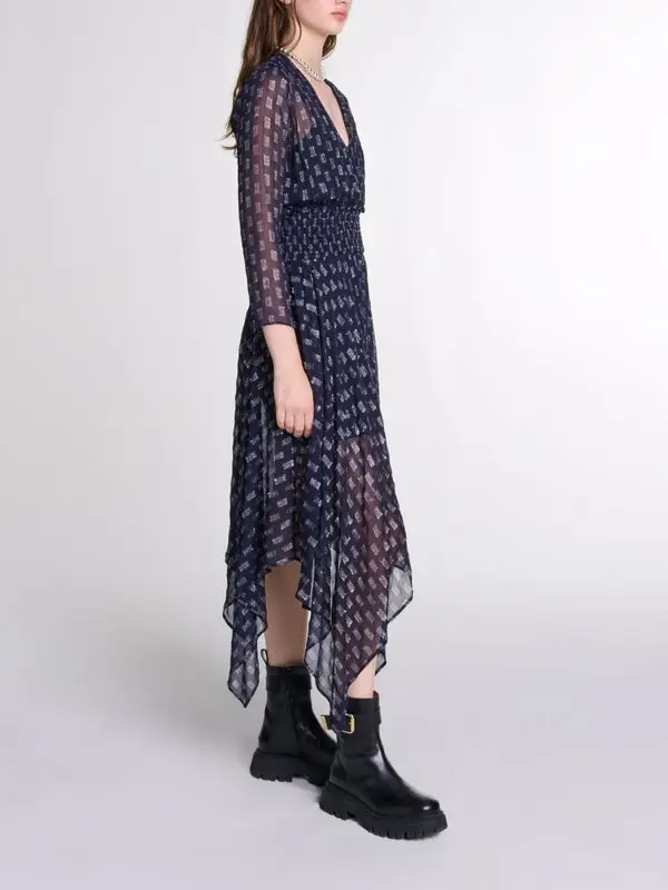 Maje Viscose Asymmetrical Floral Maxi Dress