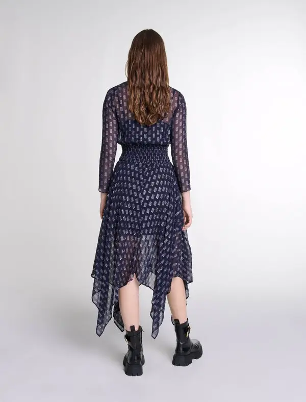 Maje Viscose Asymmetrical Floral Maxi Dress
