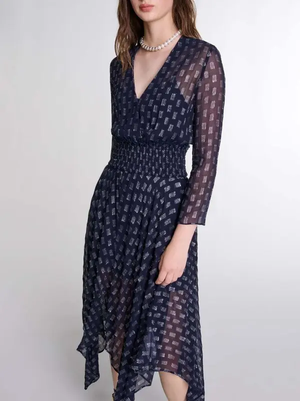 Maje Viscose Asymmetrical Floral Maxi Dress