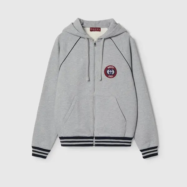 Gucci Light Felted Cotton Blend Zipped Jacket With Interlocking