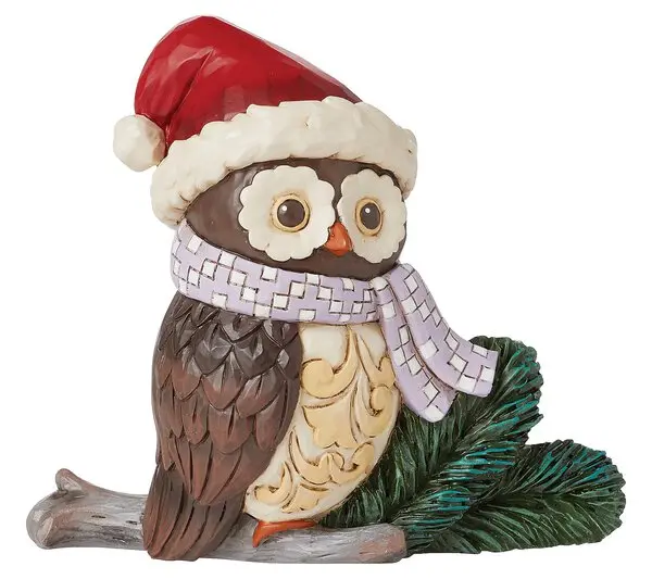 JIM SHORE Mini Owl With Santa Hat Fig