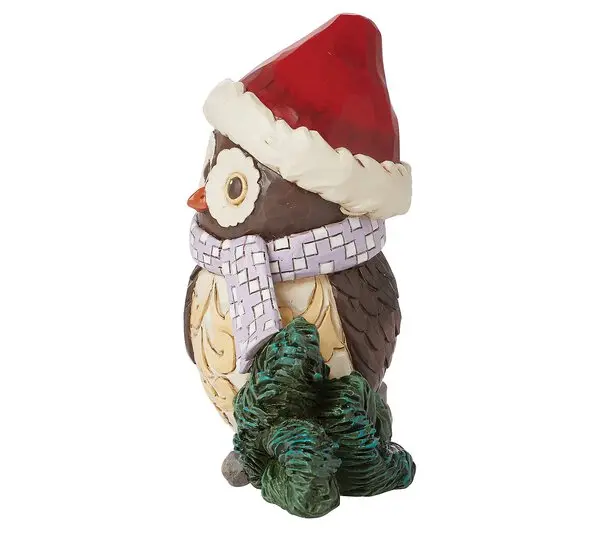 JIM SHORE Mini Owl With Santa Hat Fig