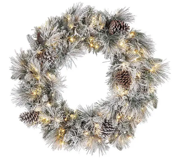 STERLING Luxurious 30 In Prelit Mixed Tips Wreath Ste Rling - One-color