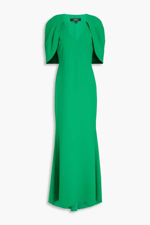 Badgley Mischka Cape-effect Crepe Gown
