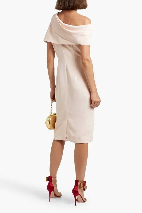 Badgley Mischka One-shoulder Draped Crepe Dress - Blush