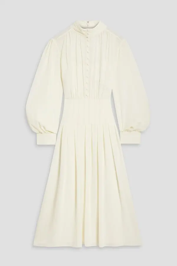 MIKAEL AGHAL Pleated Chiffon Midi Dress
