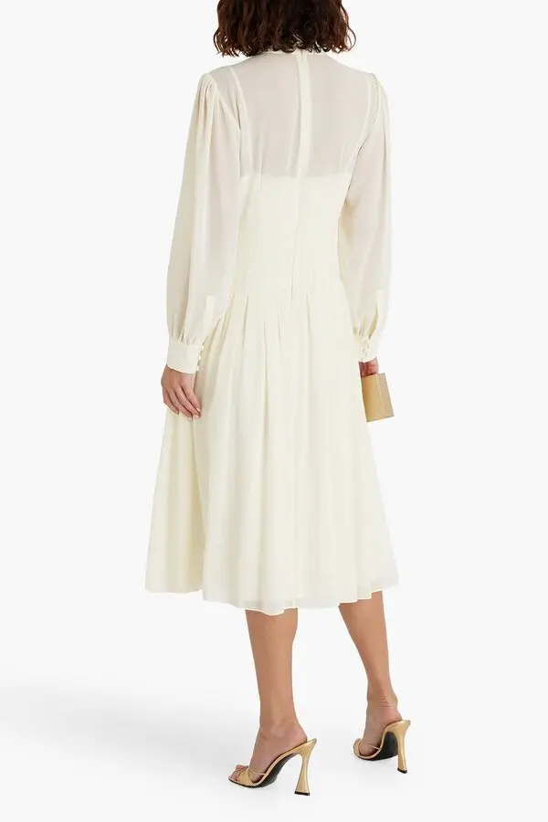 MIKAEL AGHAL Pleated Chiffon Midi Dress
