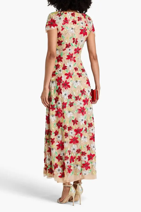 Rachel Gilbert Thea Embellished Tulle Maxi Dress
