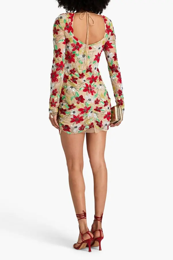 Rachel Gilbert Thea Embellished Tulle Mini Dress