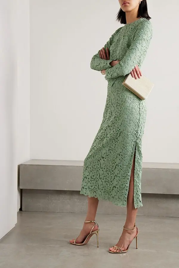 Markarian Arizona Guipure Lace Midi Dress In Sage Green - 85% Off |  Editorialist