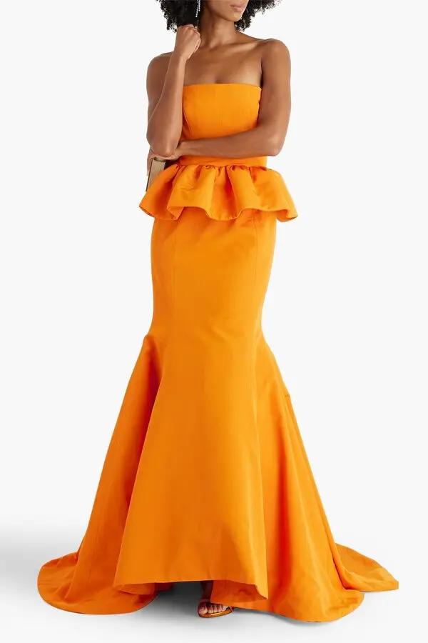 open lace back dress Regina King 2024 Oscars Red Carpet Orange Slit Dress