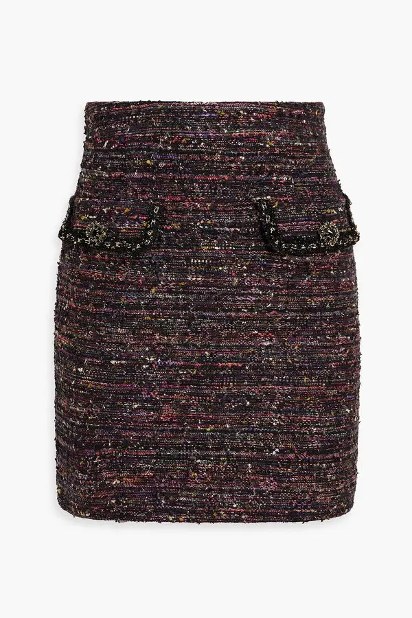 Rebecca Vallance Monet Metallic Bouclé-tweed Mini Skirt