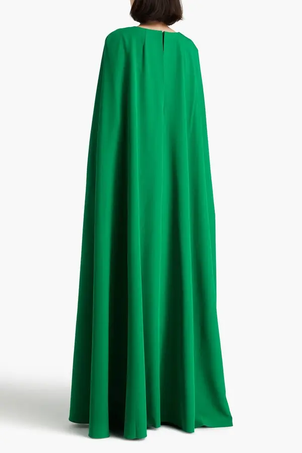 Marchesa Notte Floor Length Cape Gown, 6 / Emerald