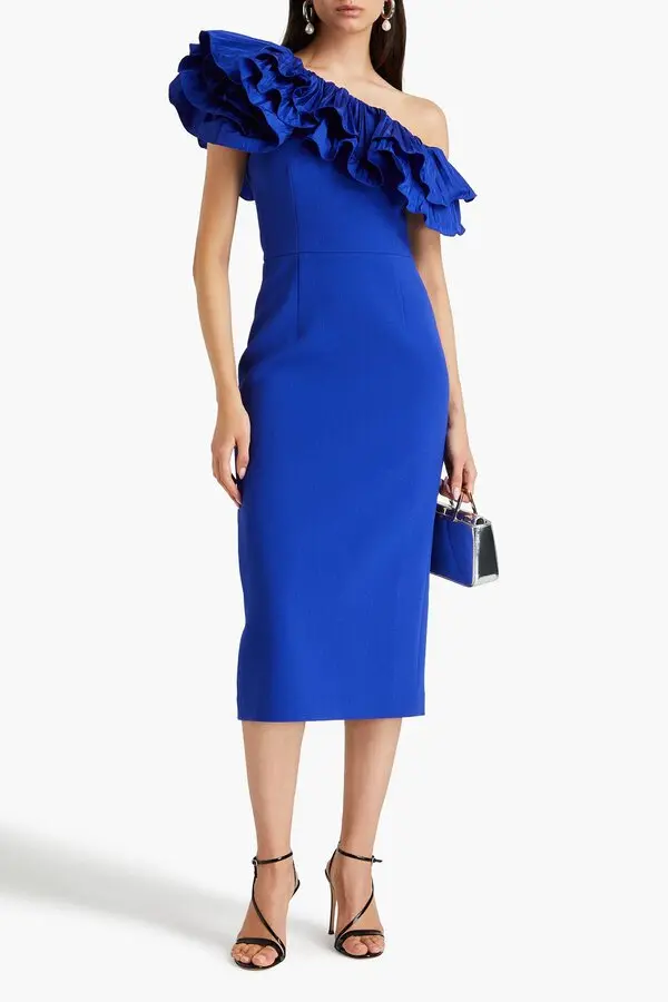 Buy Rebecca Vallance Cora One-shoulder Midi Dress - Royal Blue At 80% Off |  Editorialist