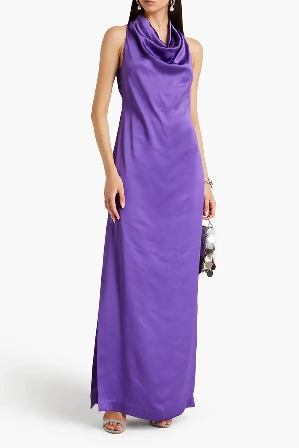 Badgley Mischka Draped Satin Gown