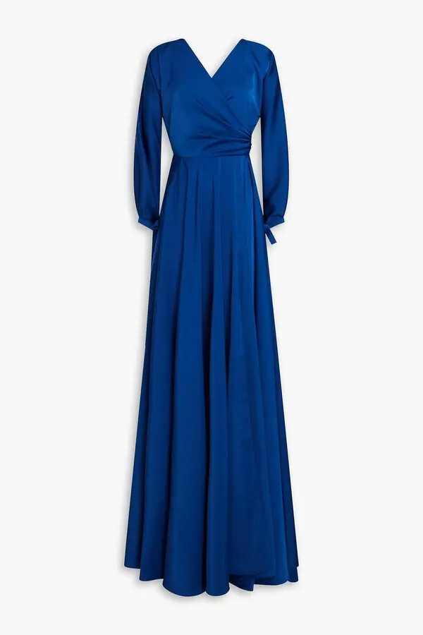 RHEA COSTA June Draped Satin Gown