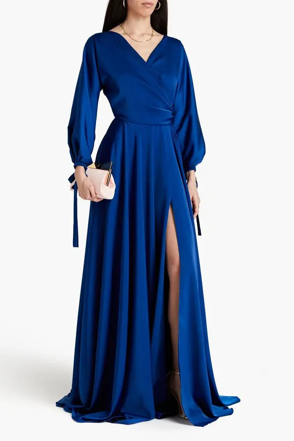 RHEA COSTA June Draped Satin Gown