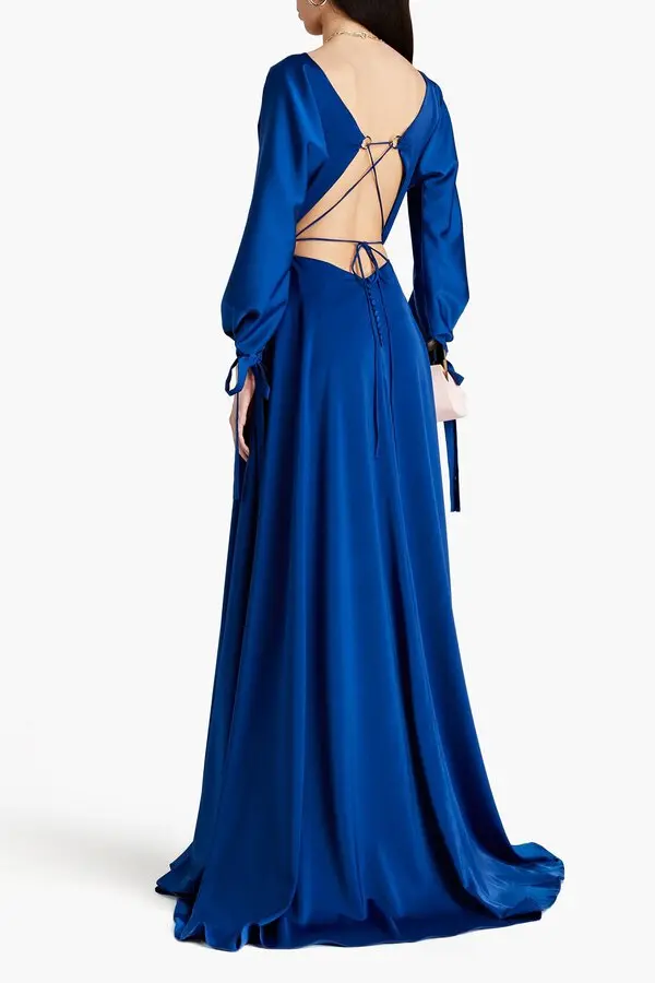 RHEA COSTA June Draped Satin Gown