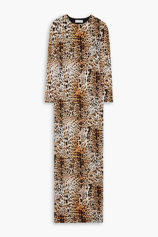 Halpern Open-back Leopard-print Maxi Dress