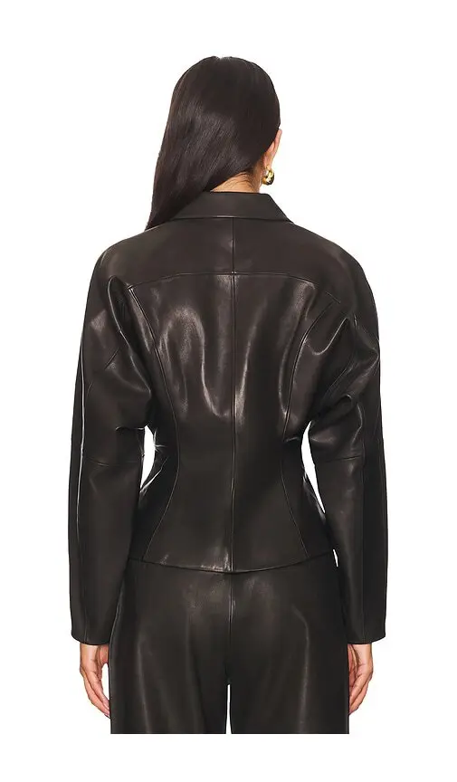 THE SEI Fitted Leather Jacket - Black