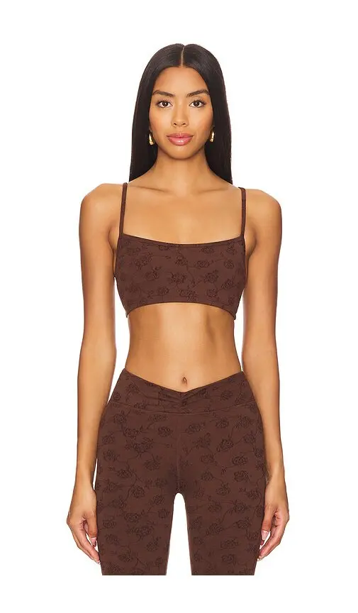 Frankies Bikinis Reine Shine Jacquard Bralette In Brown - Chestnut