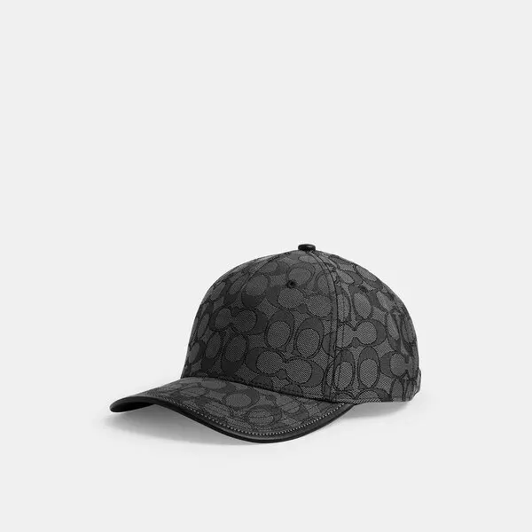 COACH Signature Jacquard Baseball Cap - Charcoal