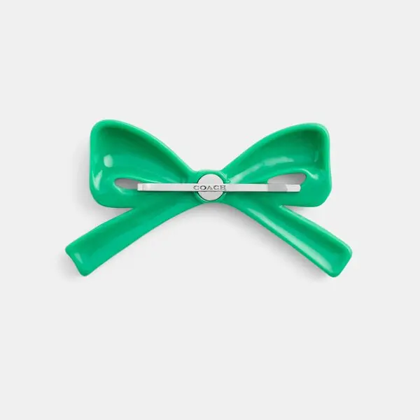 Coach Pavé Bow Barrette - Silver/Green | Editorialist display picture 2
