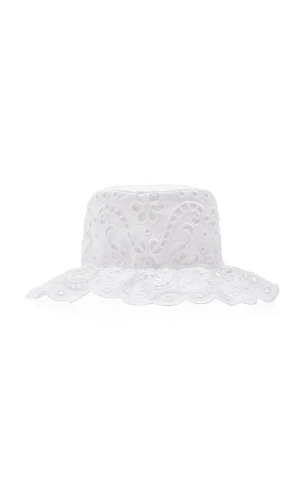 Dolce & Gabbana Broderie Anglaise Cotton Poplin Bucket Hat - White