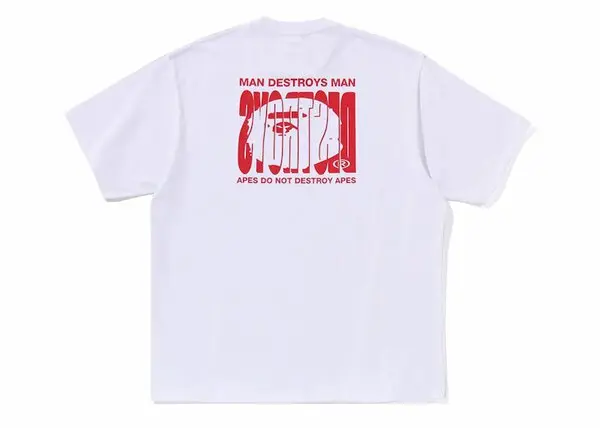 A BATHING APE Highlight Logo Relaxed Fit Tee Shirt - White