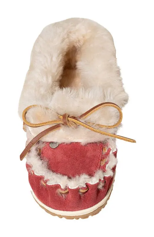 Minnetonka Genuine Shearling Slipper - Red