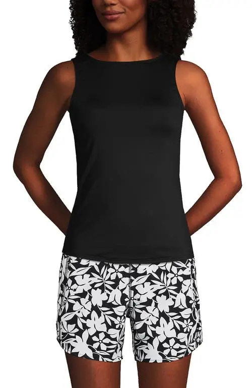 LANDS' END Mastectomy Chlorine Resistant Tankini Top - Black
