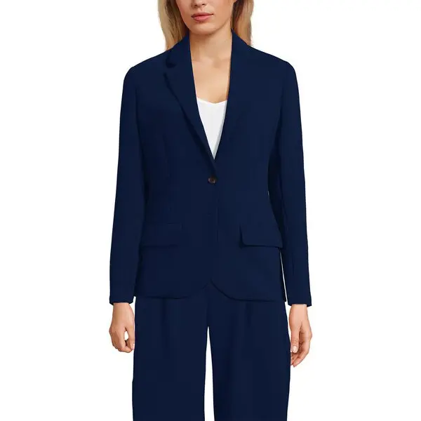 LANDS' END Crepe Blazer - Deep Sea Navy