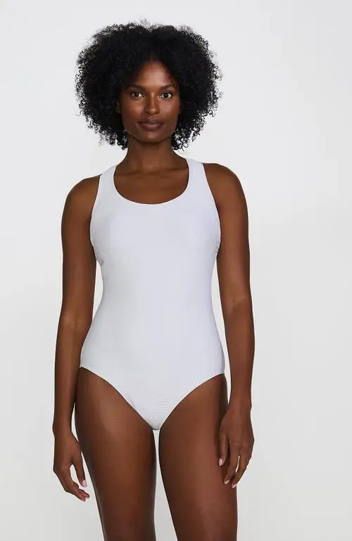 LANDS' END Chlorine Resistant Scoop Neck X-back One Piece Swimsuit - Egret White