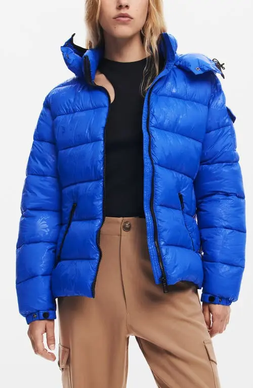 Desigual Drammen Hooded Puffer Coat - Blue