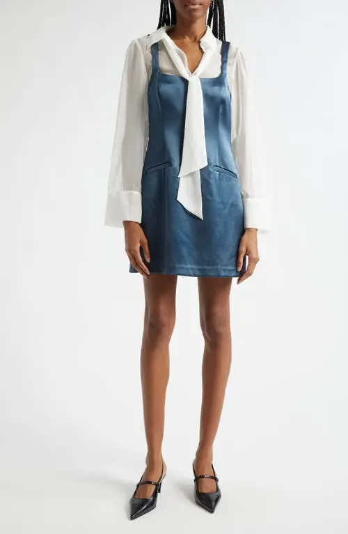 Cinq  Sept Naia Mixed Media Long Sleeve Layered Dress - Nightfall/Ivory |  Editorialist