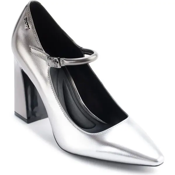 Dkny Pointed Toe Mary Jane Pump - Pwtr/ Slver