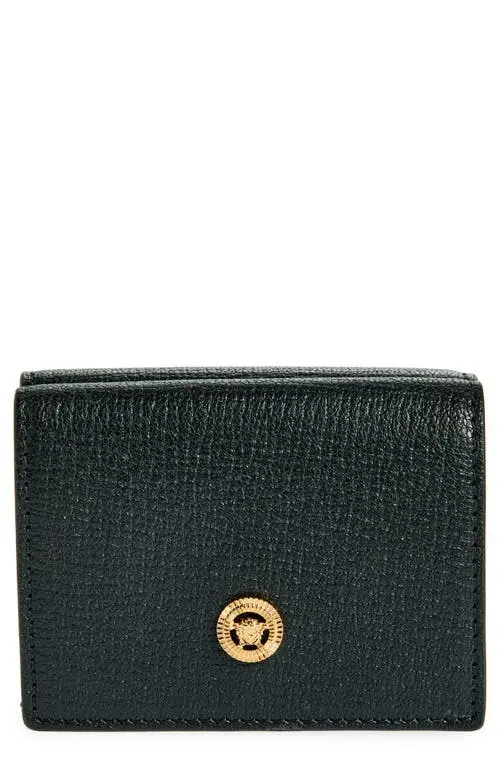 Versace Medusa Leather Trifold Wallet - Black Versace Gold