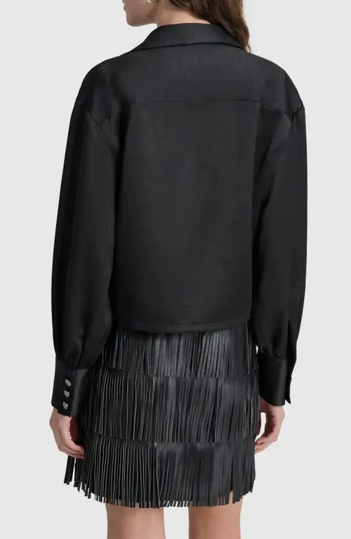 Dkny Satin Long Sleeve Top - Black