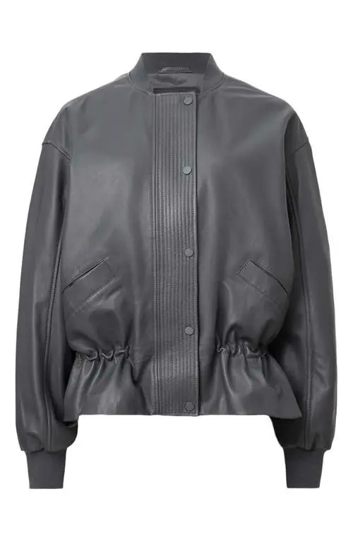 ALLSAINTS Sofi Leather Bomber Jacket - Graphite Blue