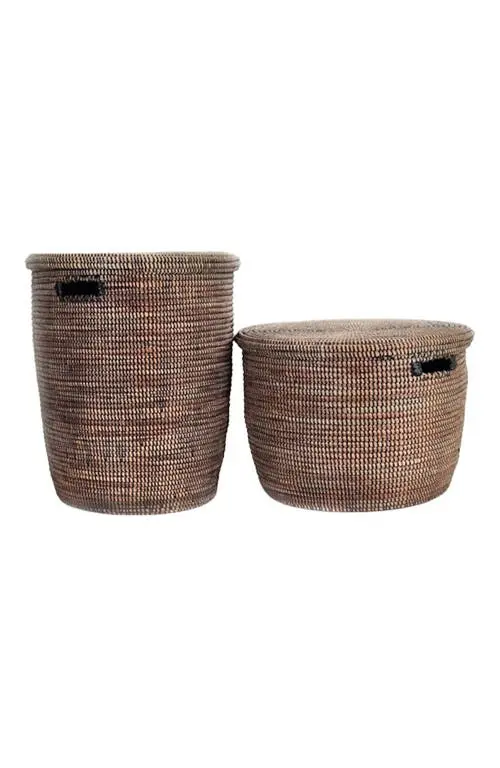 MBARE Flat Lid Storage Basket Monochrome Low Storage - Black